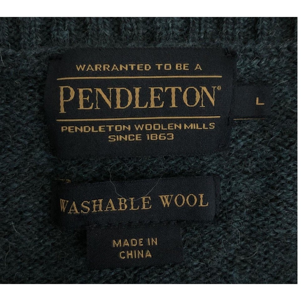 Pendleton Washable Wool Dark Teal Crewneck Sweater L- Read | eBay