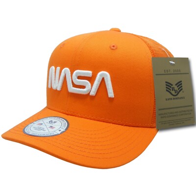 NASA Worm Insignia Structured Space Mesh Trucker Baseball Cap Hat ...