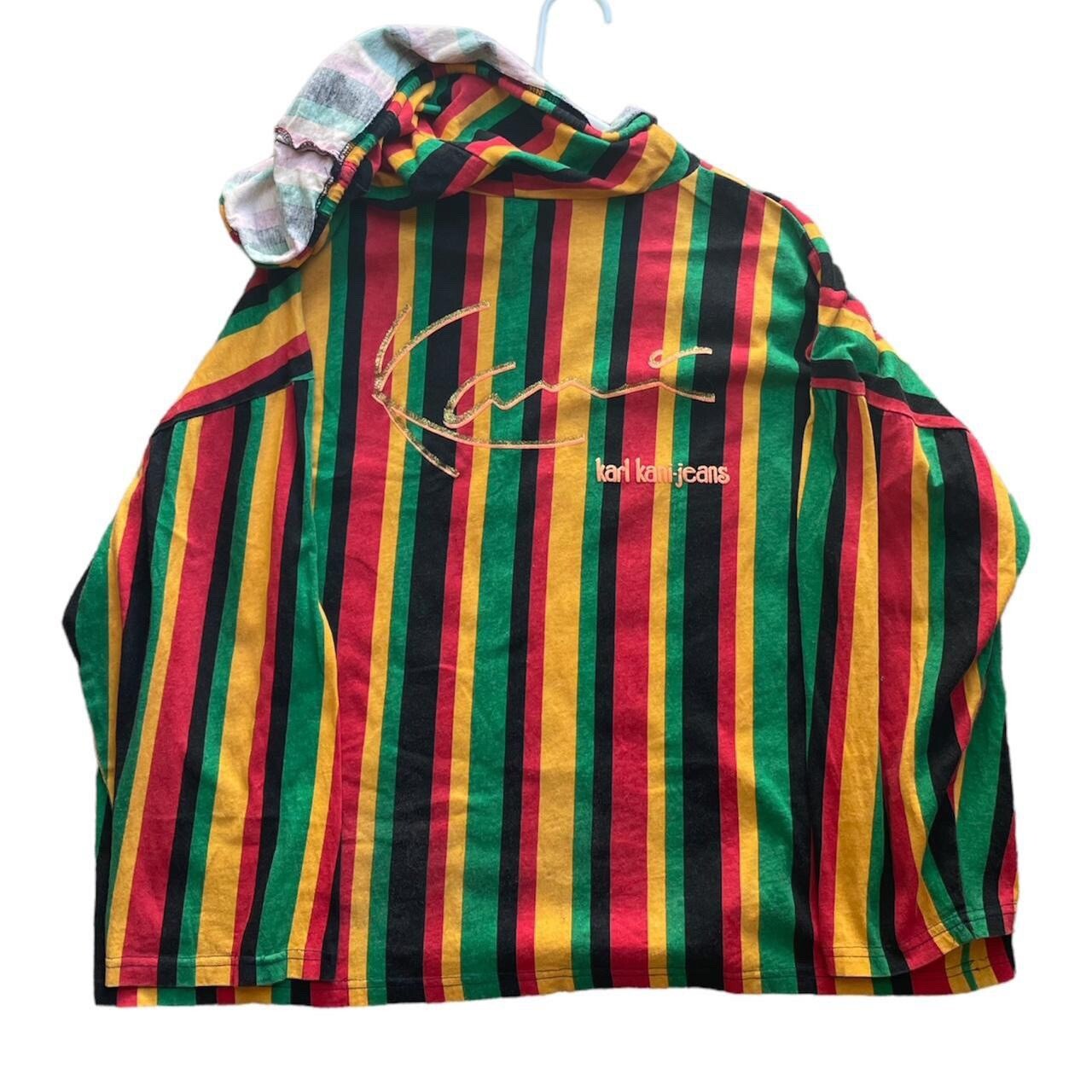 1990s Karl Kani Tupac Multicolor Stripped Shirt Hoodie - Gem