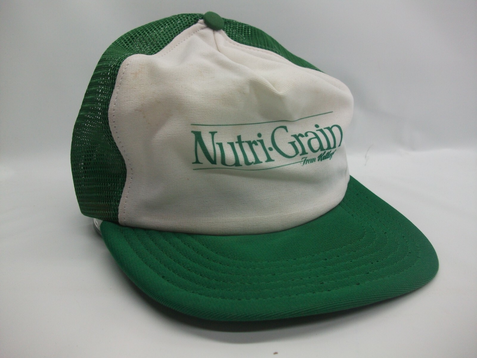 Kellogg's Nutri Grain Broken Bill Hat Vintage Green W… - Gem