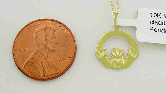 SOLID CLADDAGH PENDANT 10K YELLOW GOLD - New With Tag - Free Shipping ...