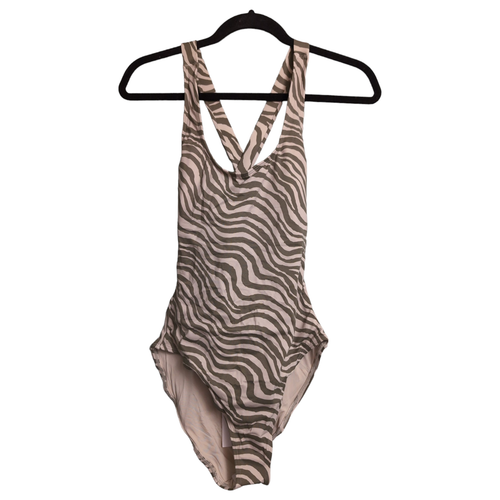 Andie Tulum One Piece Swim Bias Stripe Olive Crisscross Beach Pool Swim ...