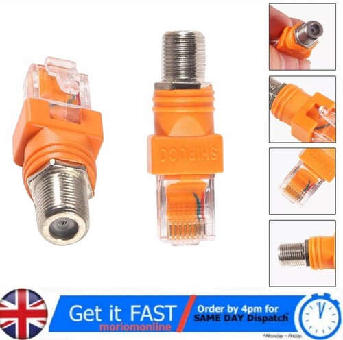 F Female to RJ45 Male Coaxial Coax Barrel Coupler Adapter RJ45 to RF ...