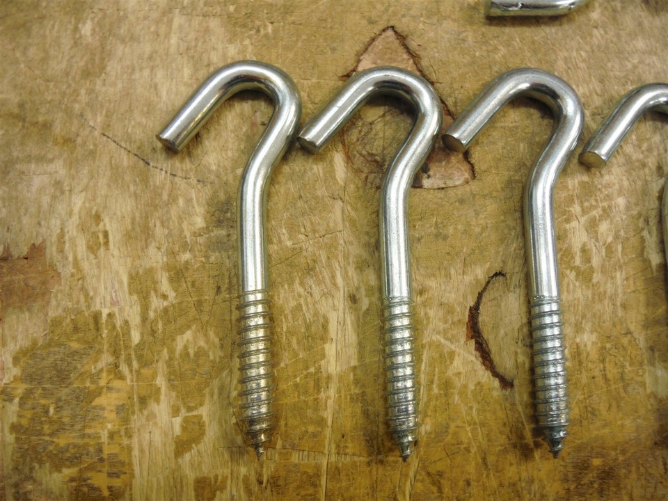 LOT of 10 Lag Type Screw Hooks for Hanging 5/16" X 3 1/2" FREE SHIP n/d ...