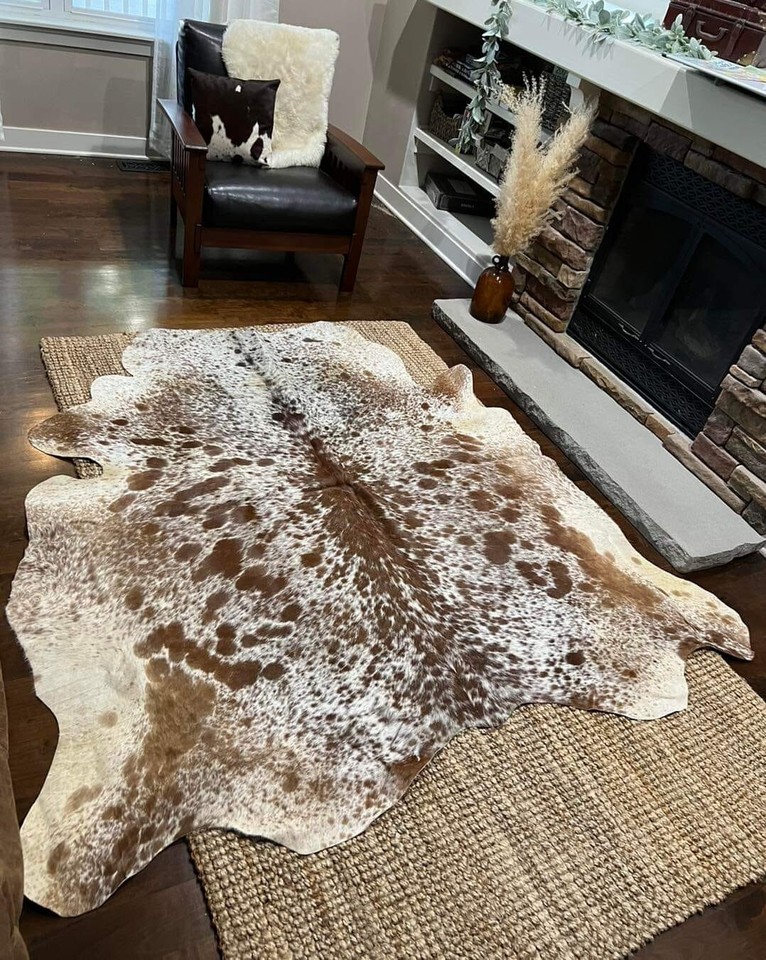 NEW REAL 100% COWHIDE RUGS TRICOLOR AUSTRALIAN COWS FUR SKINS CARPET ...