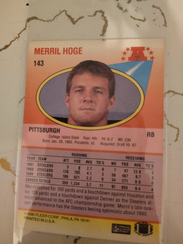 Merril Hoge Autographed 1990 Fleer #143 Football Card. | eBay