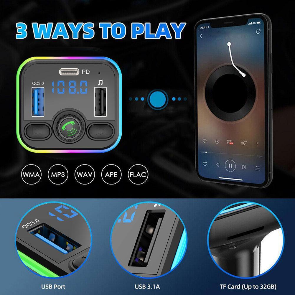 Bluetooth Wireless FM Transmitters Car MP3 Player Adapter Fast Charging ...