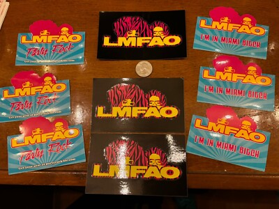 LMFAO Stickers ( Lot of 9) original Promo 4x3 Bonus free flag sticker ...