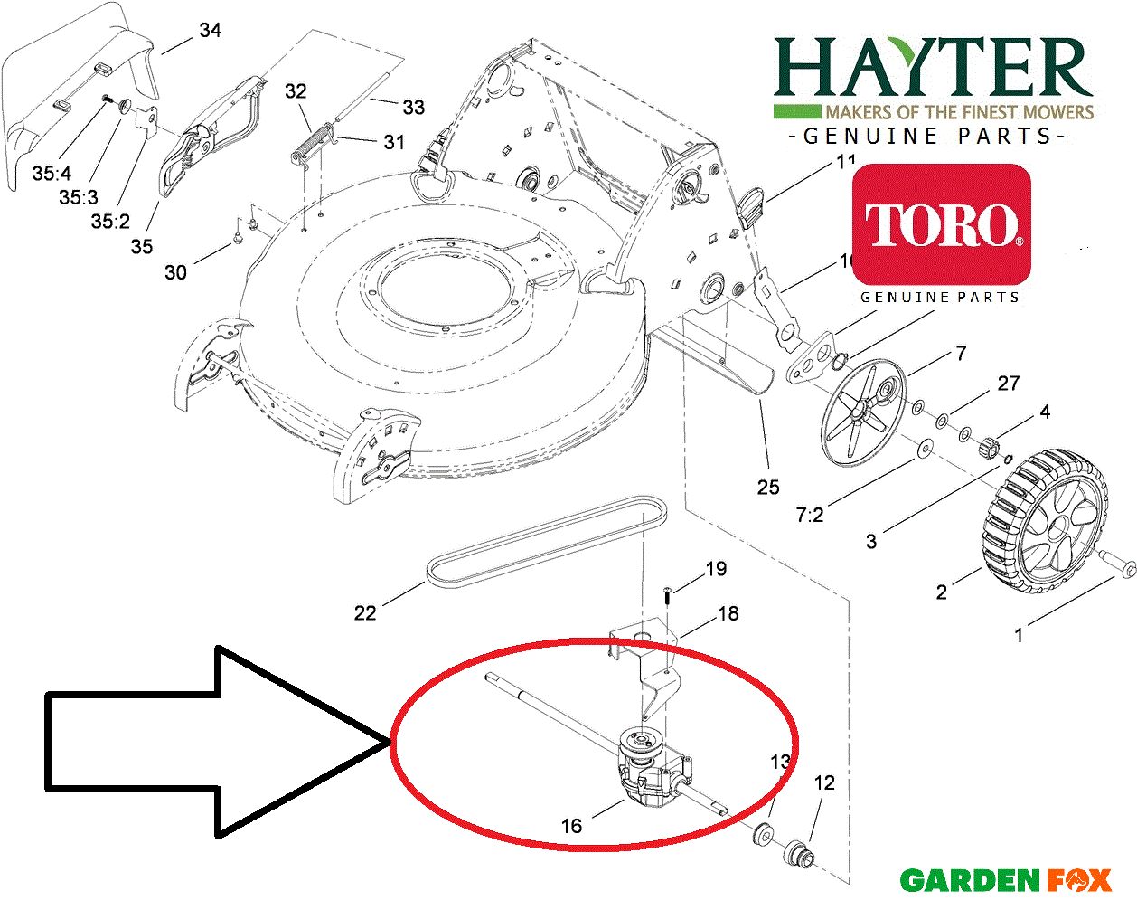 Geninue Hayter R53S R53A 21" - COMPLETE GEARBOX - 121-9182 110-9414 ...