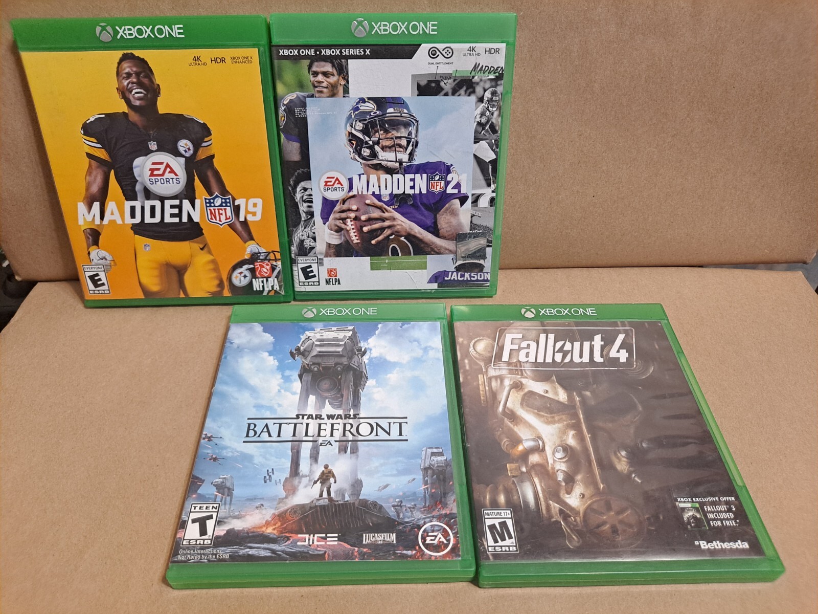 Lot of 4 Xbox One Games: Fallout 4, SW Battlefront, Madden NFL 19, NFL ...