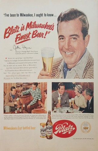 1951 Blatz Milwaukees first bottled beer Vintage Ad John Payne | eBay