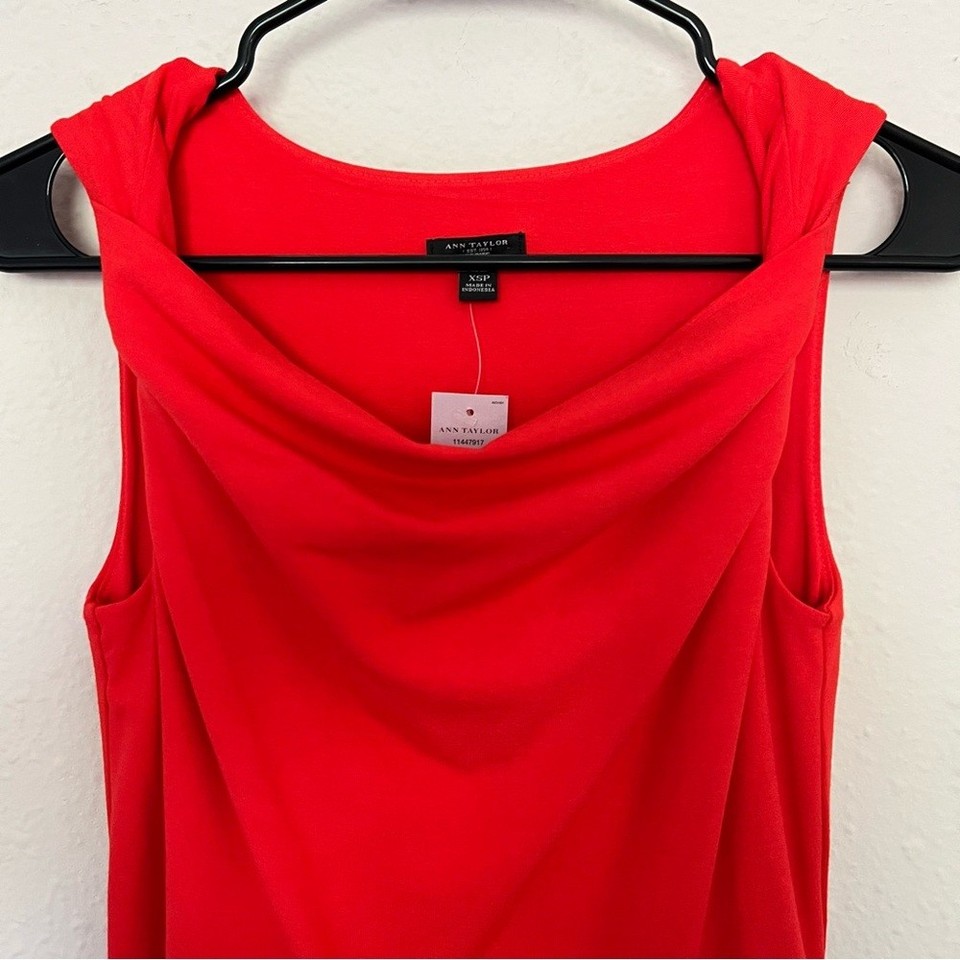 Ann Taylor Cowl Neck Red Sleeveless Mini A-line Dress NEW Size XS ...
