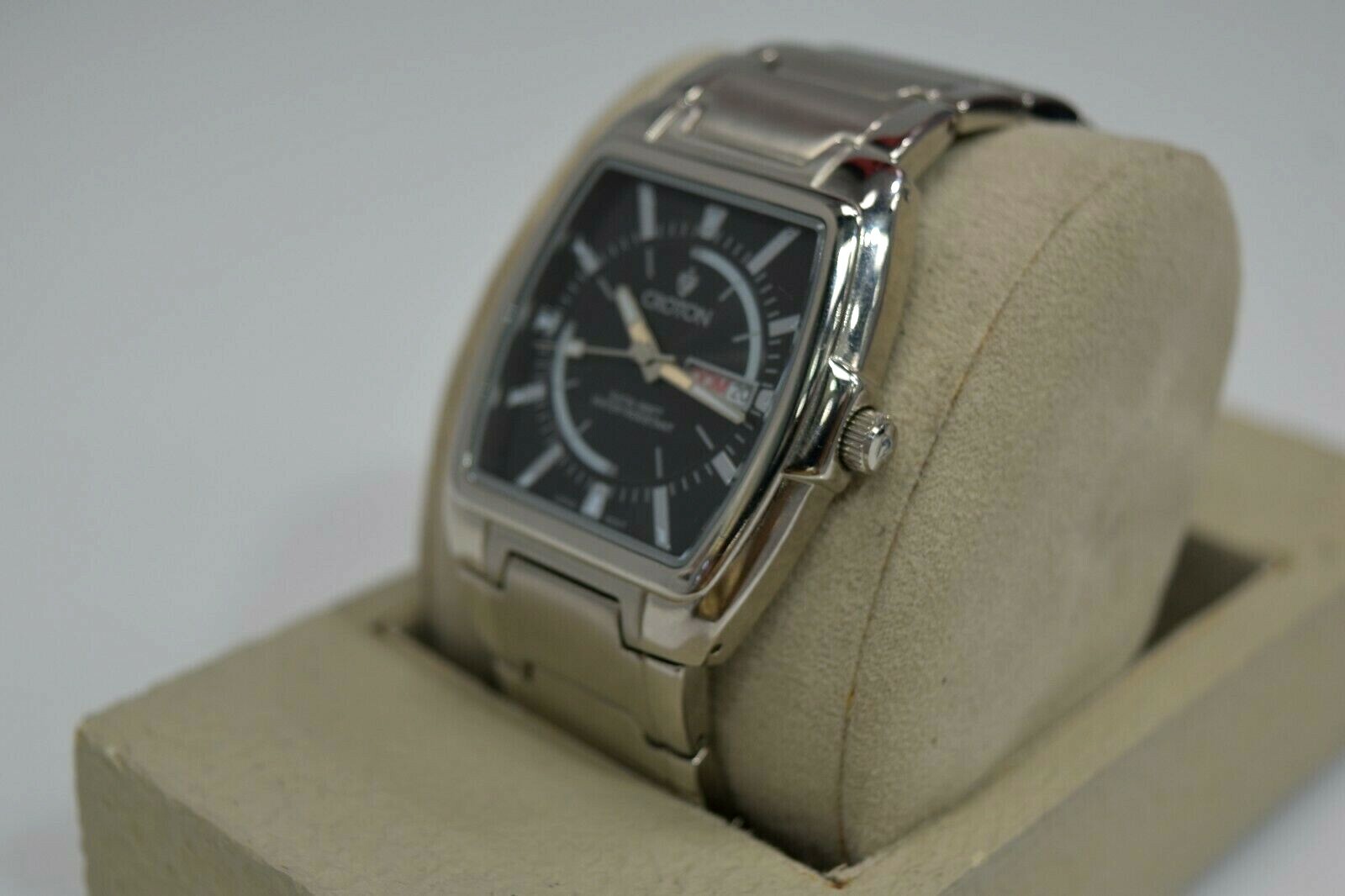 Croton Square Stainless Steel Black Dial CA3077SSBK $250 Watch | eBay