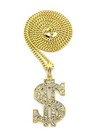 NEW DOLLAR SIGN PENDANT & 24" BOX/CUBAN/ROPE CHAIN HIP HOP NECKLACE ...