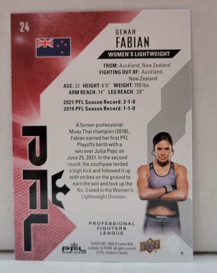 2022 Upper Deck PFL Genah Fabian #24 Red Parallel /899 | eBay