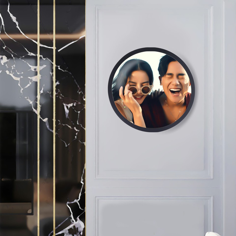 16" Modern Round Circular Clip Frame Clear Photo Wall hanging Picture ...