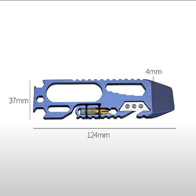 EDC 11-in-1 Multi-Functional Titanium Pry-Bar Multi-Tool Anodized Blue ...