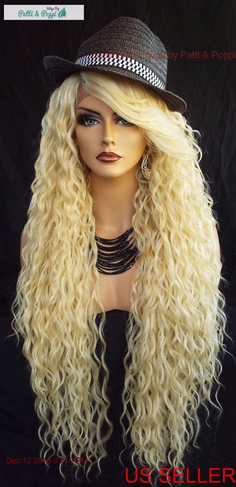 36" X-LONG LACE FRONT DEEP C-PART HIGH HEAT SAFE WIG COLOR 613 SEXY 360 ...