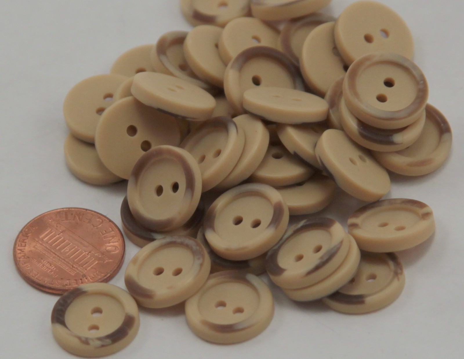 Lot of 24 Matte Tan & Brown Plastic Buttons 9/16" 15mm # 6546 | eBay