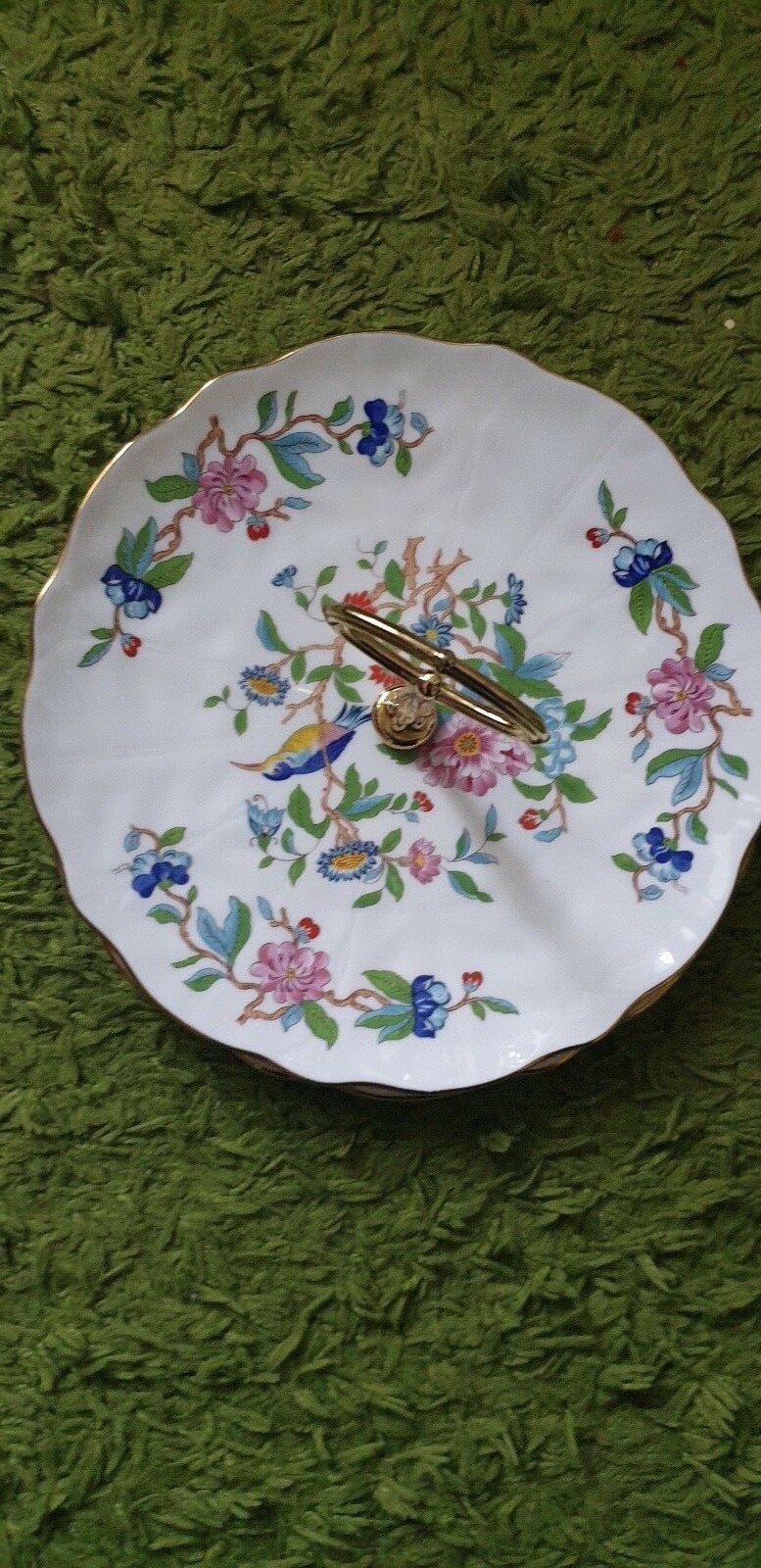 Aynsley Cake Stand+Plate Pembroke Pattern Birds and Flowers size: 27 cm ...