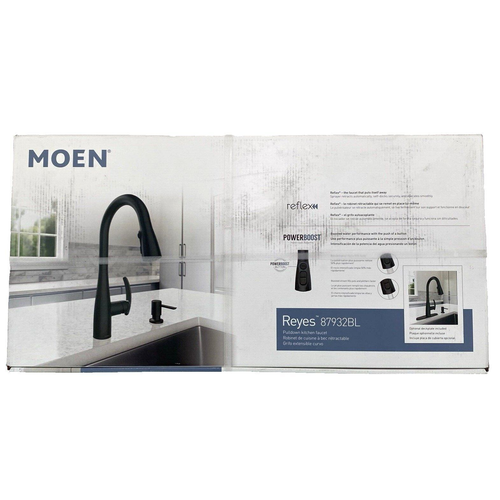 🆕 Moen 87932BL Reyes 1-Handle Pulldown Kitchen Faucet w Soap - Matte ...