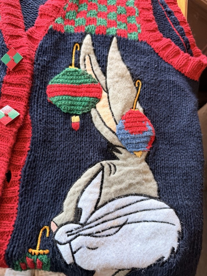 Bugs Bunny and Tweety Vintage Loony Tunes Christmas Sweater Warner Bros ...
