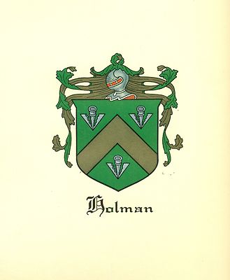 Great Coat of Arms Holman Family Crest genealogy, would look great ...