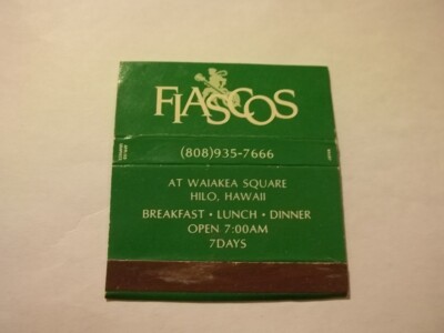 Matchbook Cover Fiascos At Waiakea Square Hilo HI #177 | eBay