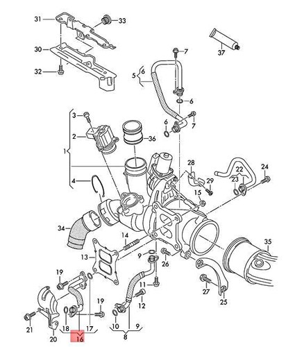 Genuine VW Beetle Cabrio Cabriolet Coolant Pipe With Coolant Hose ...