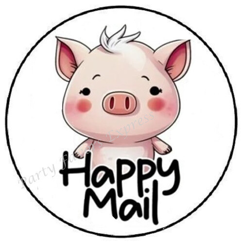 HAPPY MAIL PIG ENVELOPE SEALS LABELS STICKERS PARTY FAVORS | eBay