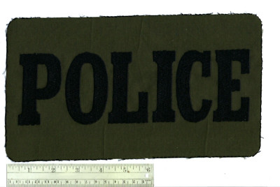 POLICE - subdued 10.5" X 6" jacket patch *black on olive* - NEW! Law ...