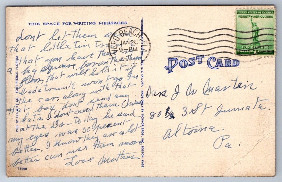 Postcard Fort Pierce FL Indian Hills Golf Course 1942 | eBay