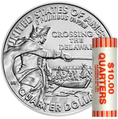 2021 D Washington "Crossing the Delaware" Bank Wrapped Quarter 40 Coin ...