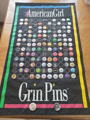 AMERICAN GIRL GRIN PIN BANNER With 94 Pins and two larger bonus pins | eBay