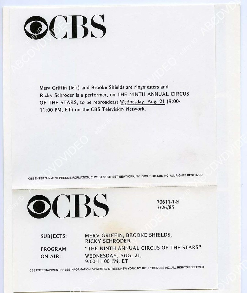 o996 1985 orig photo Merv Griffin, Ricky Schroeder, Brooke Shields TV Circus of | eBay