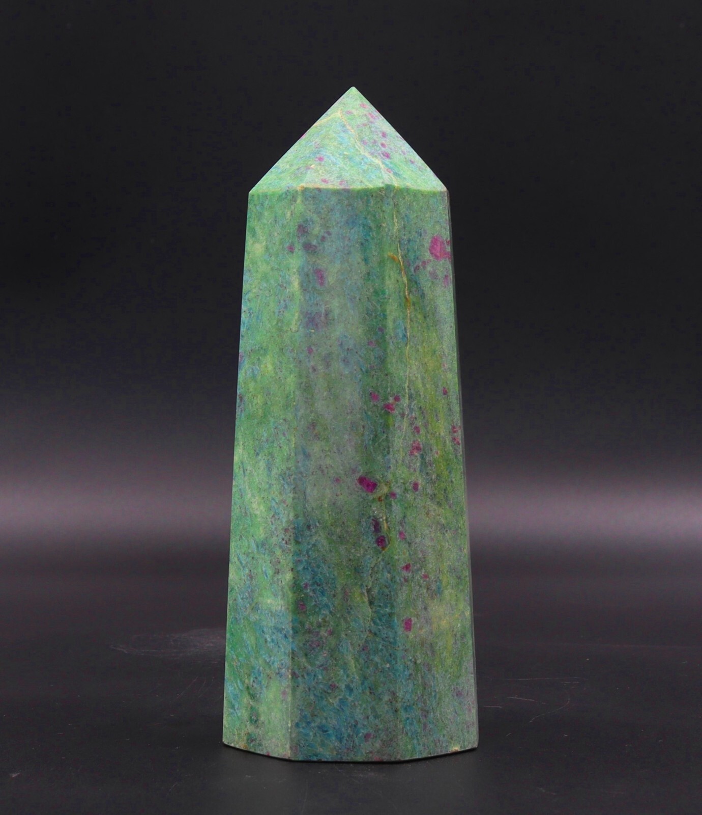 140MM Pink Ruby In Fuchsite Tower Crystal Healing Gemstone 8 Faceted ...