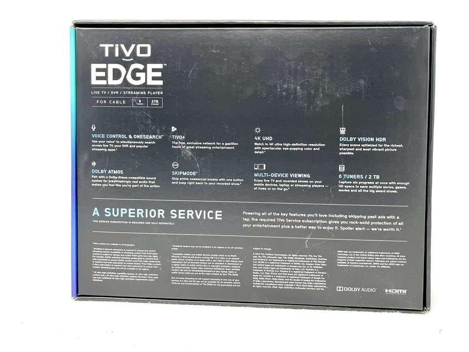 TiVo Edge 4K UHD 2TB DVR & Streaming Player ** OPEN BOX ** 851342000599 ...