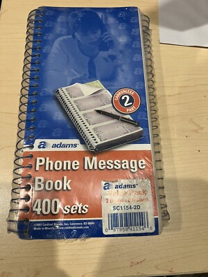 New Adams Phone Message Book 2 Carbonless Parts 2 Spiral Books 800 ...