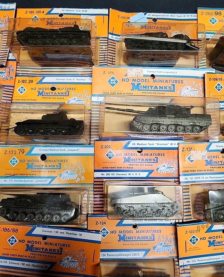 Lof Of Roco Minitanks HO Model Miniatures: WWII Military Tanks Lot Of ...