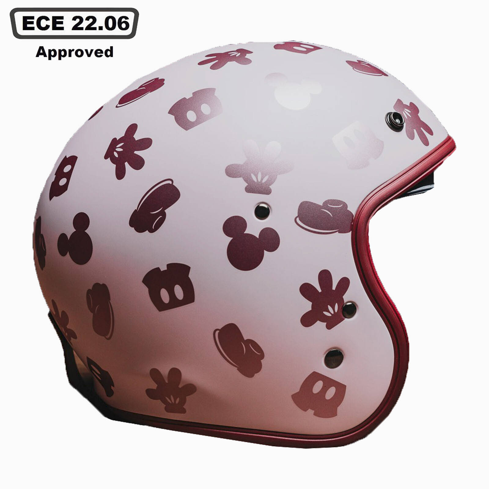 HJC MICKEY MOUSE DISNEY V31 OPEN FACE JET SCOOTER MOTORCYCLE RETRO ...