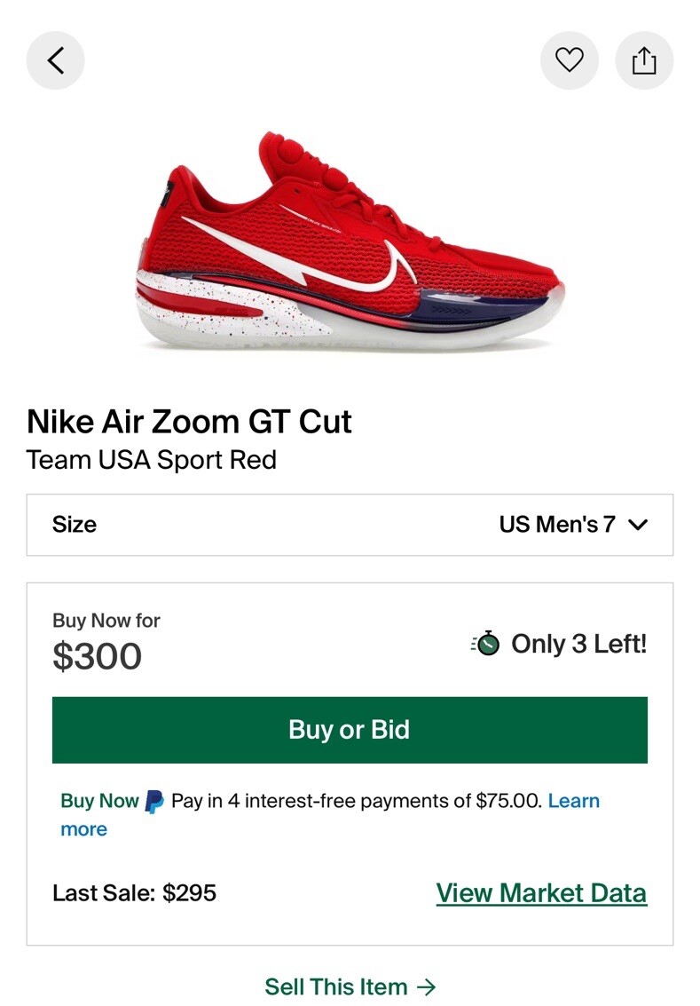 Nike GT Cut 1 Air Zoom USA Red White Blue Men Basketb… - Gem