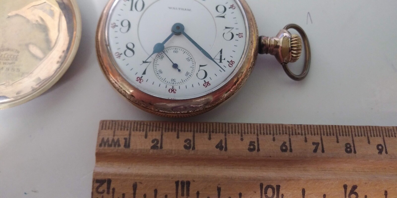 18S American Waltham Rose GF pocket watch 54.1mm diameter (total), 42mm ...