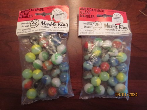 Lot of 2 Vintage Glass Marbles by Marble King - 25 in Each Package with ...