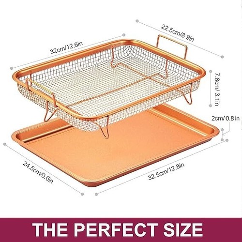 Copper Crisper Oven Tray Non Stick Baking Tray Elevated Mesh for Air ...