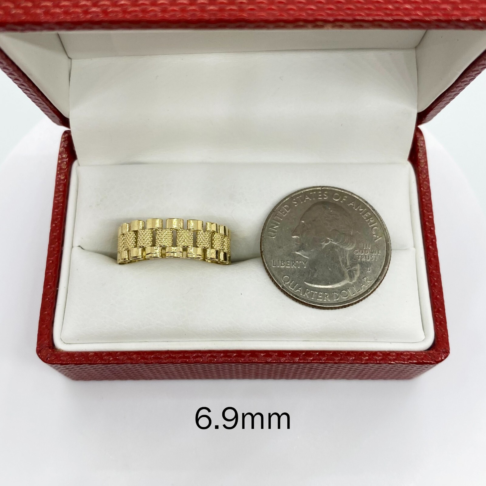 10k Solid Gold Rolex Style Rollie Presidential Band Ring Gift for Men ...