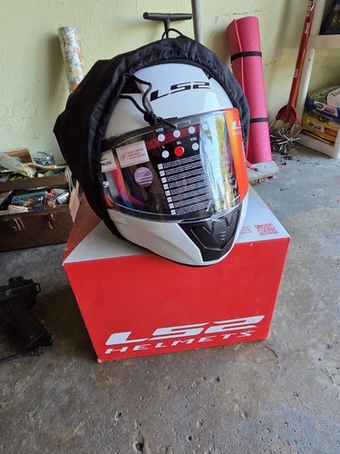 LS2 Full Face Motorcycle Helmet White XL | eBay