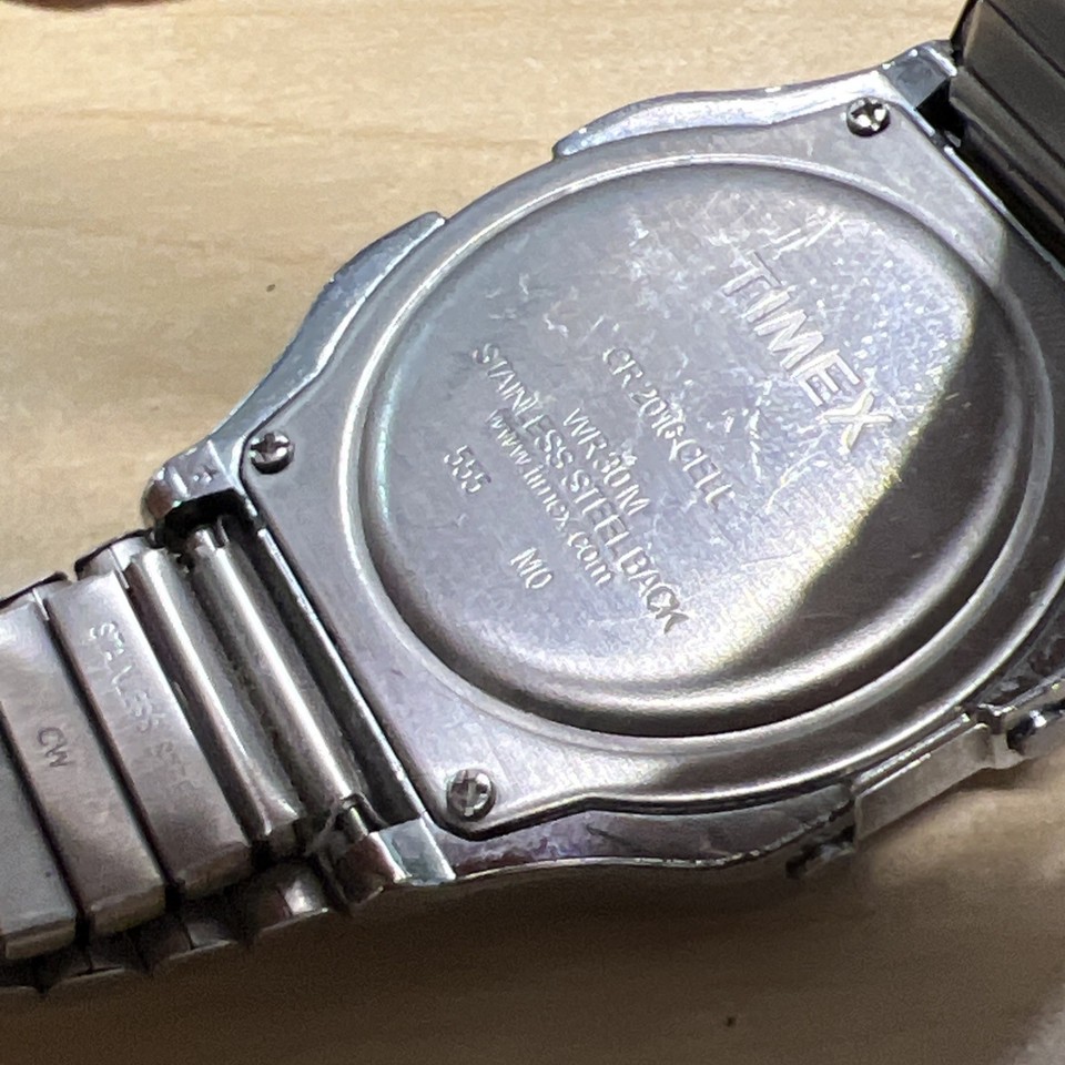 Mens Timex Indiglo 555 SS Men Silver Stainless Steel Digital Watch New ...