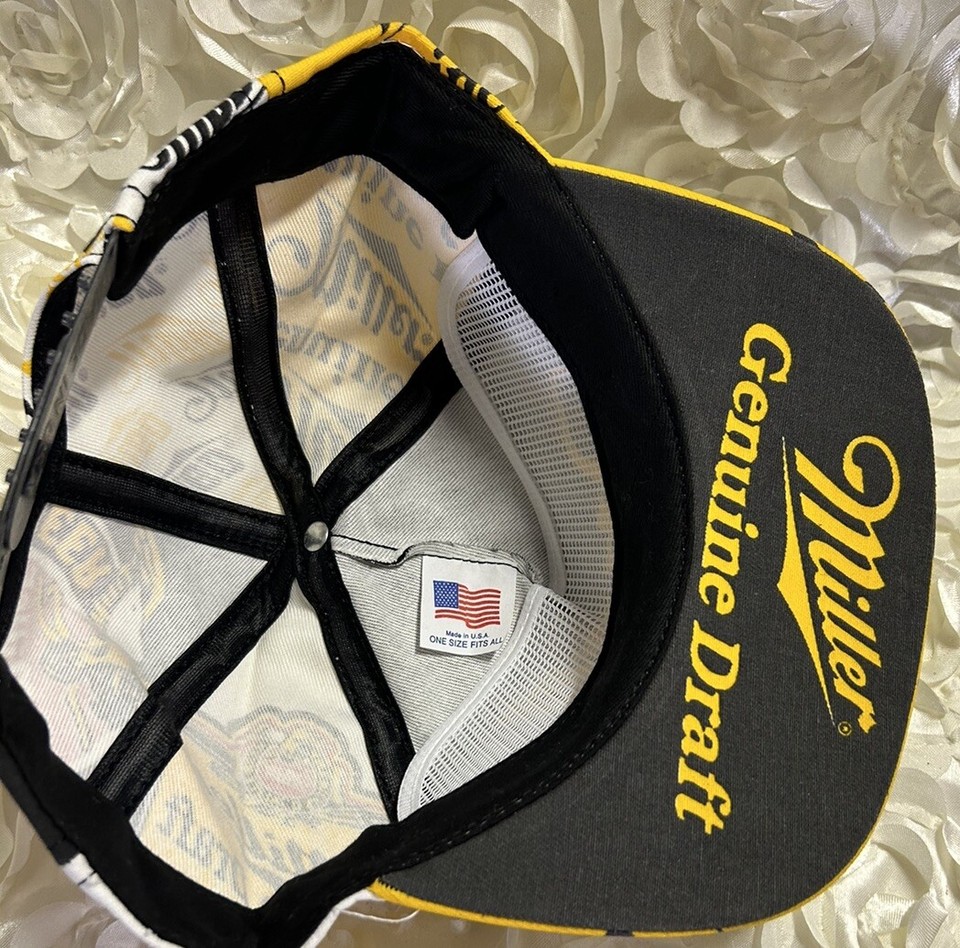 Miller Genuine Draft MGD Beer Yellow Black Snapback Hat Cap AOP All ...
