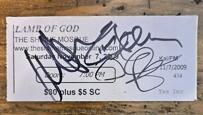 Lamb Of God Autographed Ticket From 2009 Show | eBay