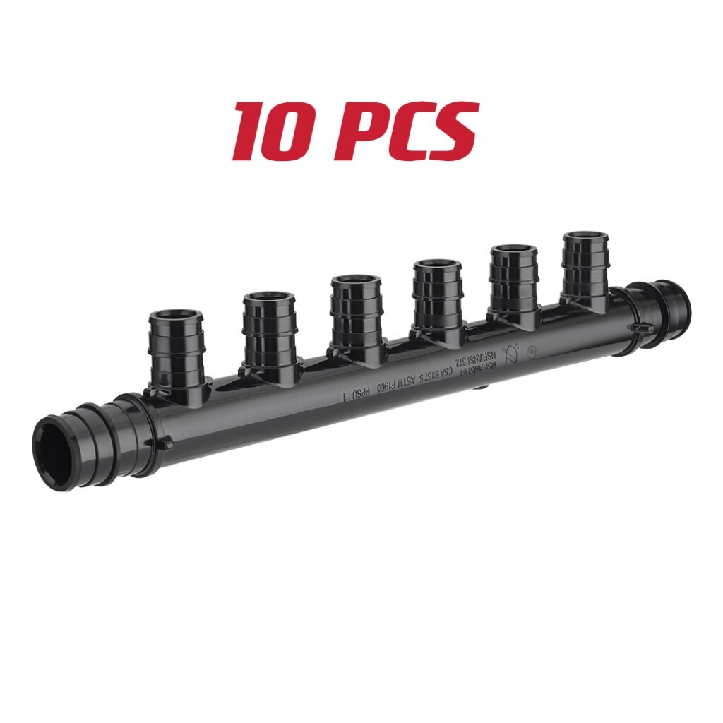 10 PCS EFIELD 6 Ports Open Pex-A Expansion Poly Manifold 3/4 Trunk, 1/2 ...